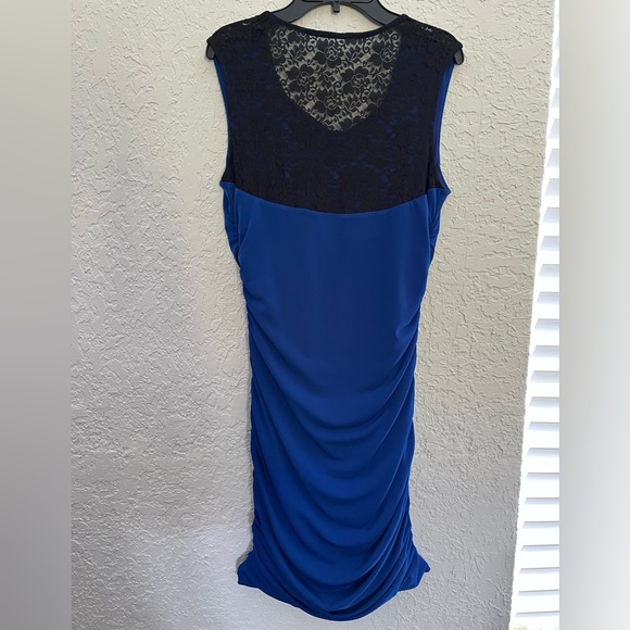 Sweet Storm | Dresses | Fitted Blue With Black Lace Back Dress | Poshmark